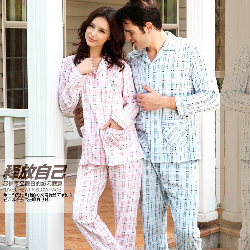 【红豆(HODO)系列】红豆居家服纯棉男女士春夏情侣长袖薄款休闲家居服套装蓝色(185)WJ103图片,高清实拍图—苏宁易购